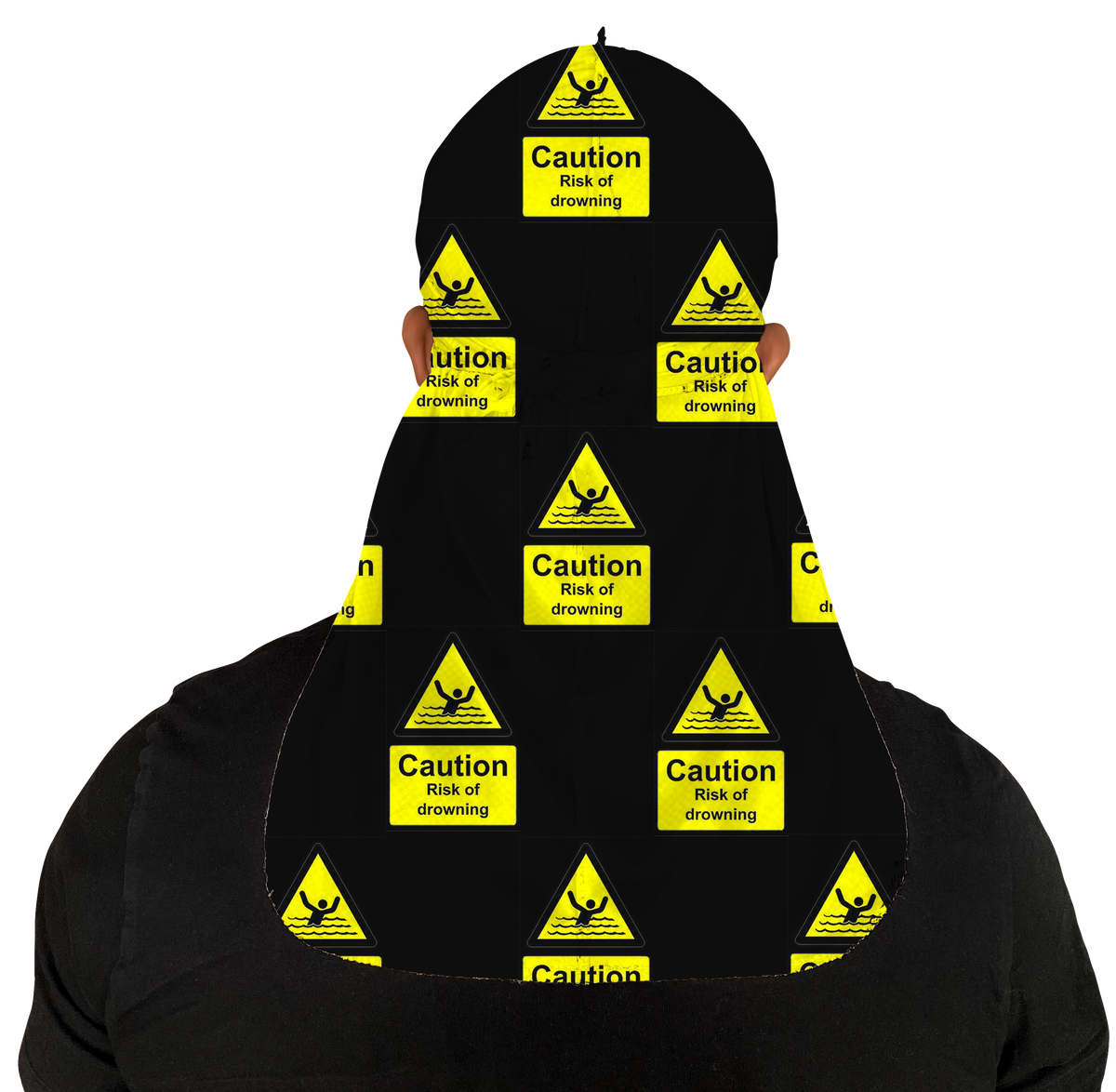 Caution Risk of Drowning Black Silky Durag – Joorags